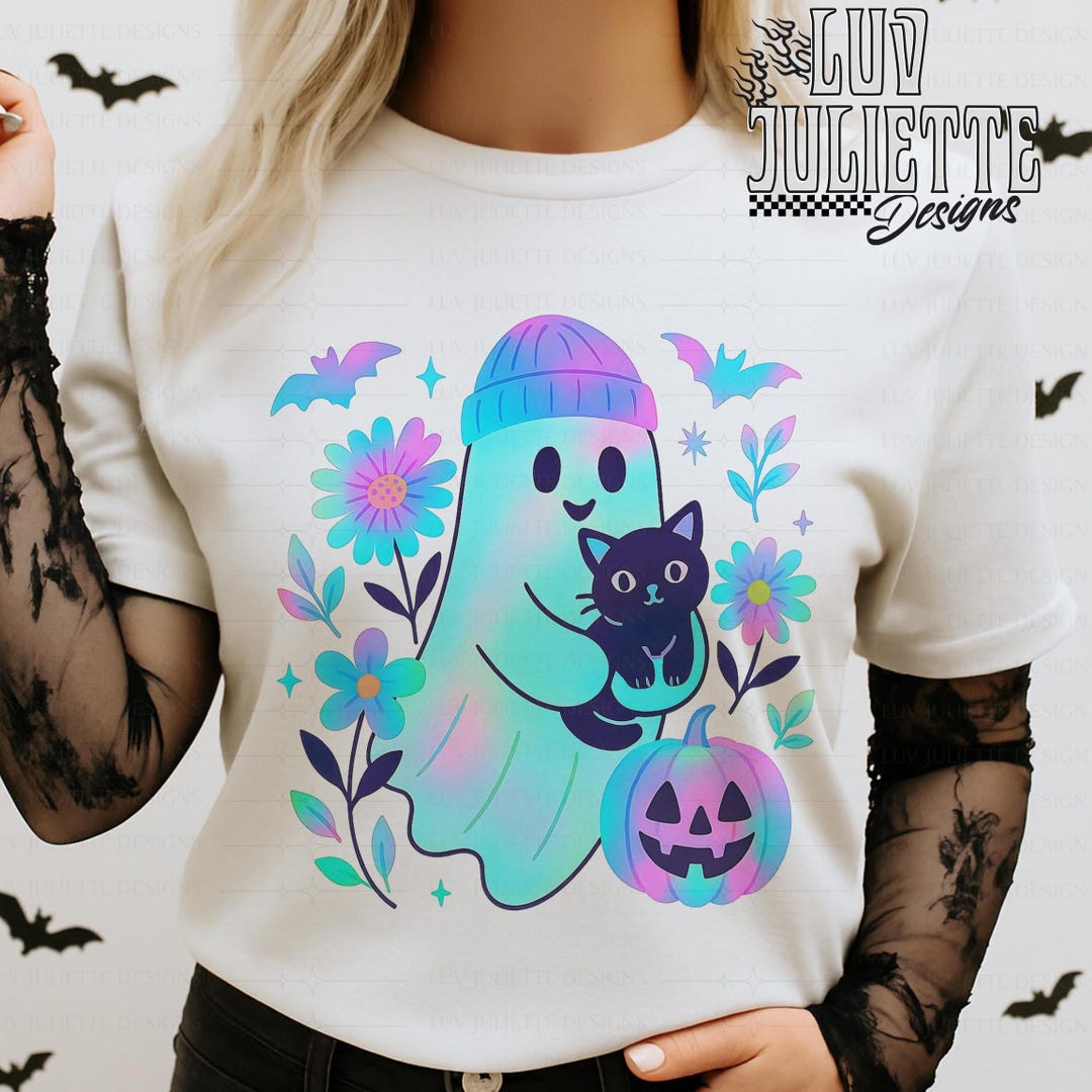 Retro Iridescent Disco Ghost PNG: Fall Halloween Design - Holographic ...