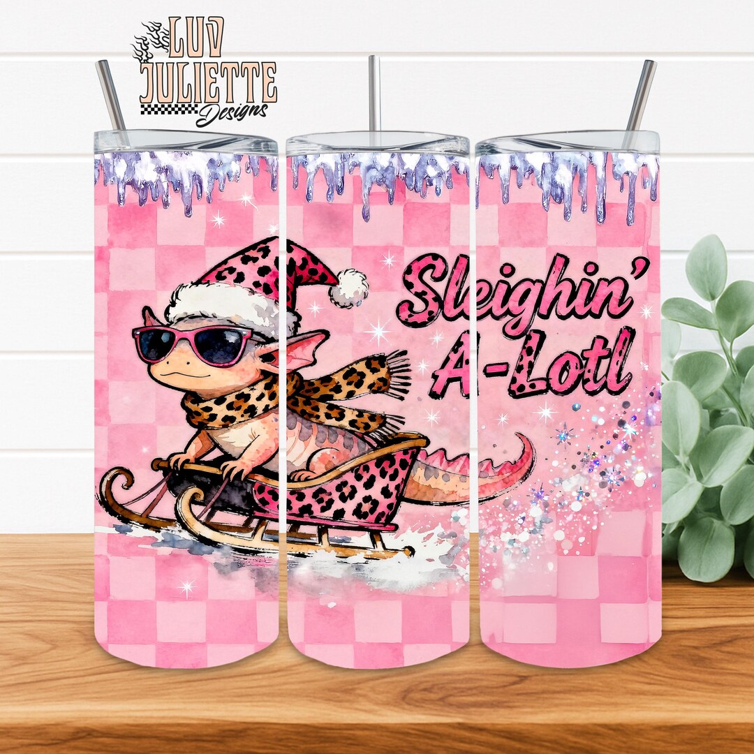 Preppy Pink Axolotl Christmas Seamless Tumbler, Funny Axolotl ...