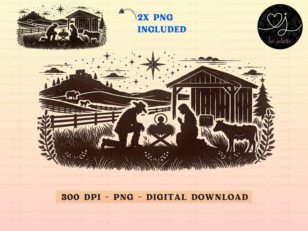 Cowboy Nativity PNG: Western Christmas Sublimation (digital Download ...