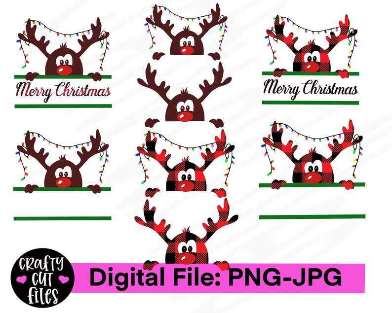 Peek-a-boo Reindeer With and Without Christmas Lights. Custom Name ...