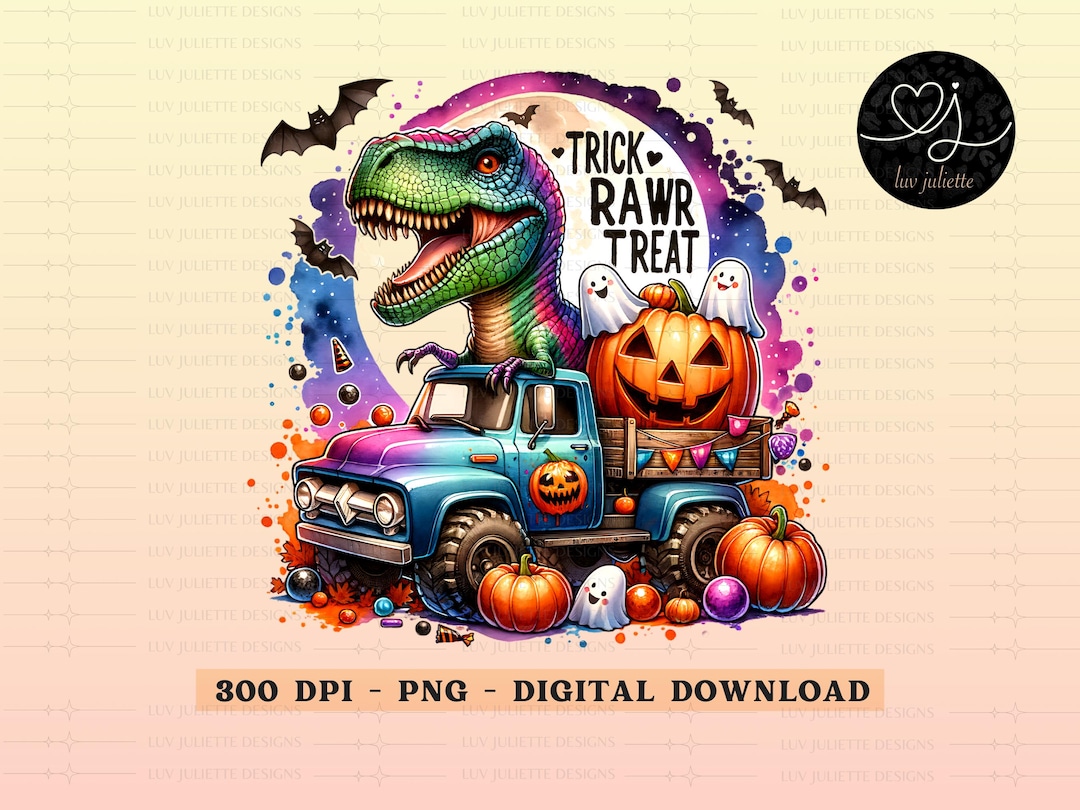 Halloween T-rex Dinosaur PNG: Spooky Dino Saurus Kids Design (digital ...