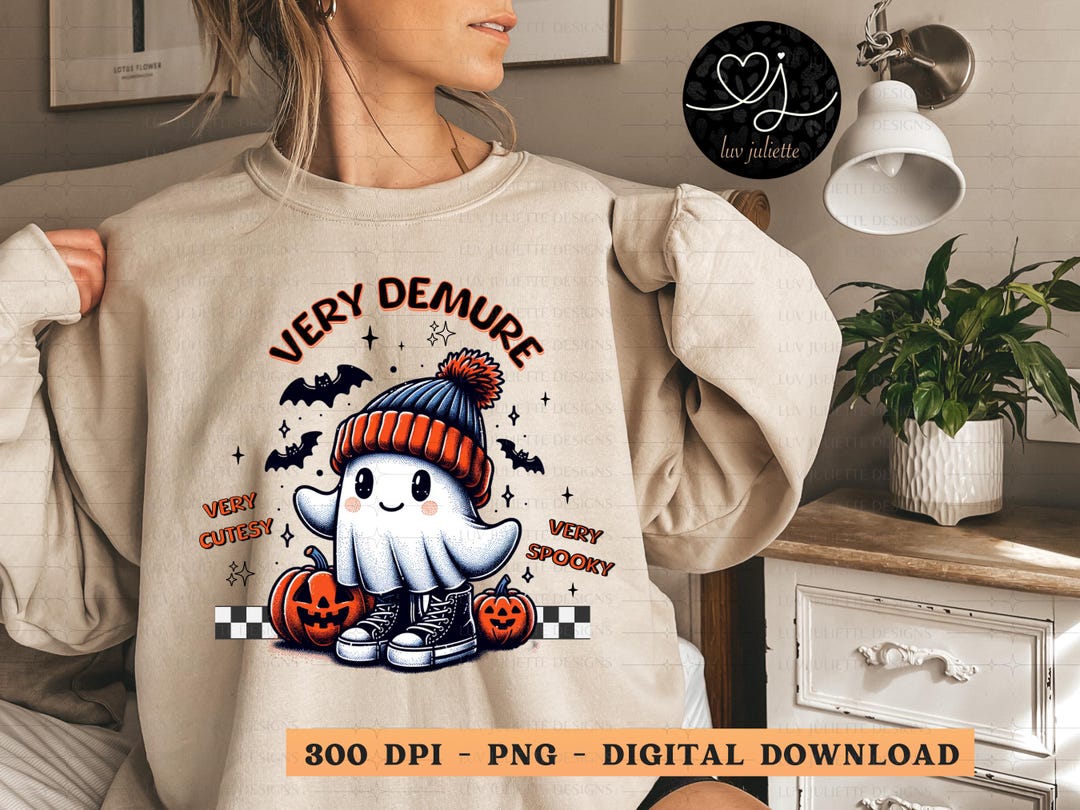 Cutesy Ghost PNG: Demure Halloween Sublimation Design (digital Download ...