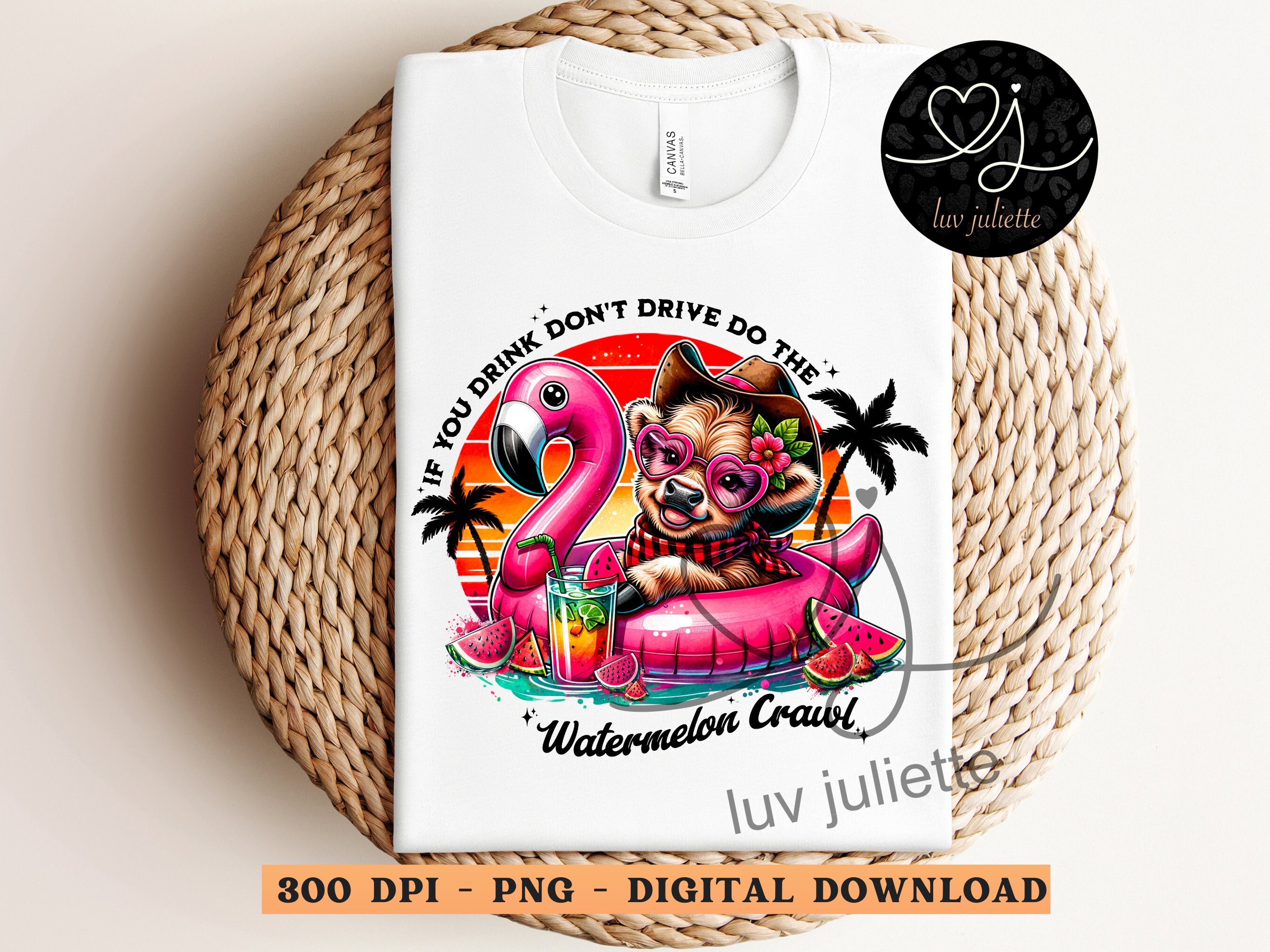 Retro Watermelon Cow PNG: Western Summer Design (digital Download) - Etsy