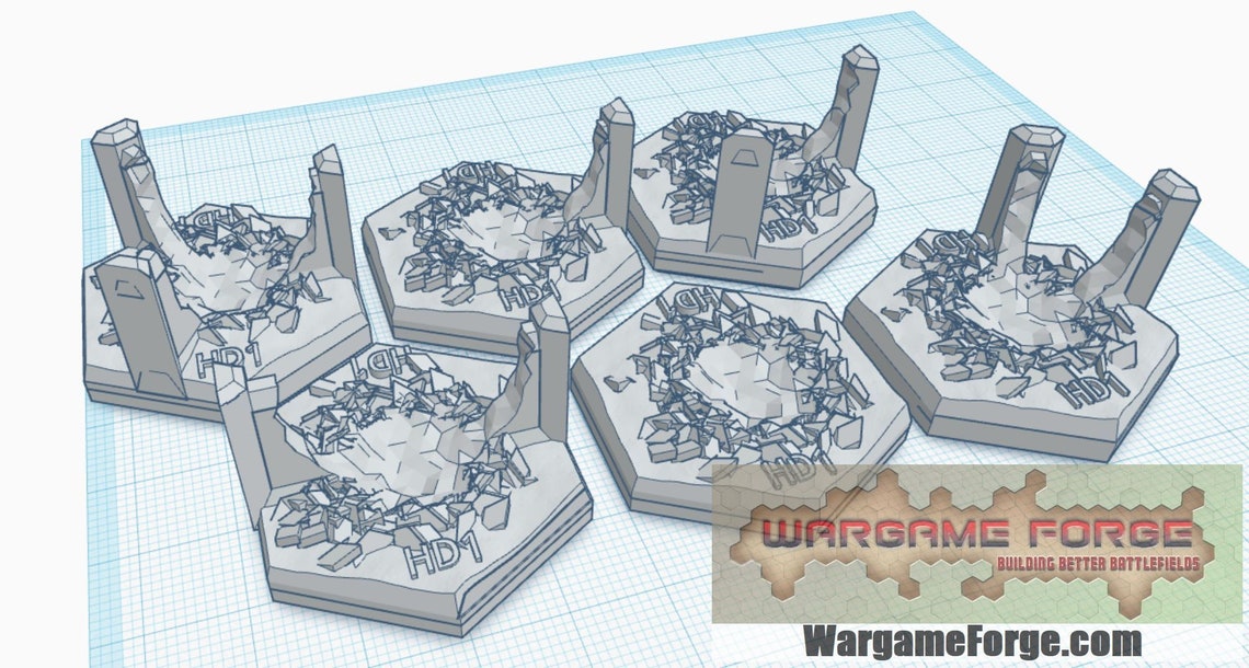 Destroyed Walls Battletech Magnetic Hex Tile STL Files | Etsy