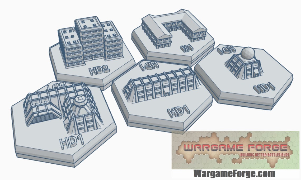Military Building Set 1 Battletech Hex Map Scale STL Files | Etsy