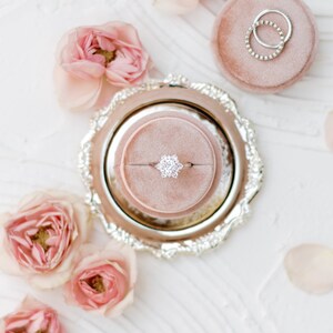 Roseate Pink Circle Velvet Ring Box, Double or Single Slot. Wedding ...