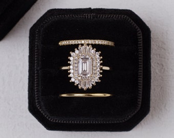 Green Radiant Velvet Ring Box, Double or Triple Slot, Flat Lay Styling ...