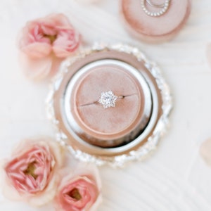 Roseate Pink Circle Velvet Ring Box, Double or Single Slot. Wedding ...