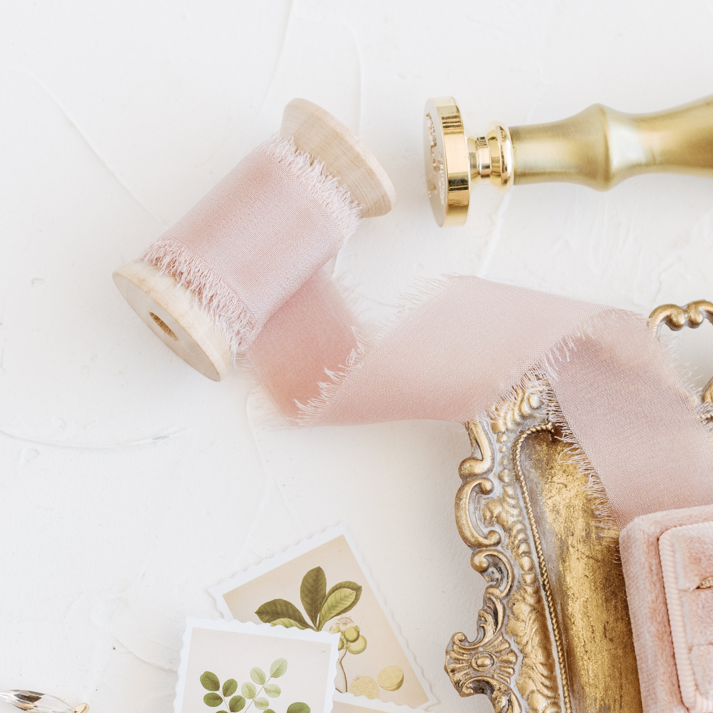 Set of 5 Pink Hues Frayed Edge Silk Ribbon With Wooden Spool - Etsy