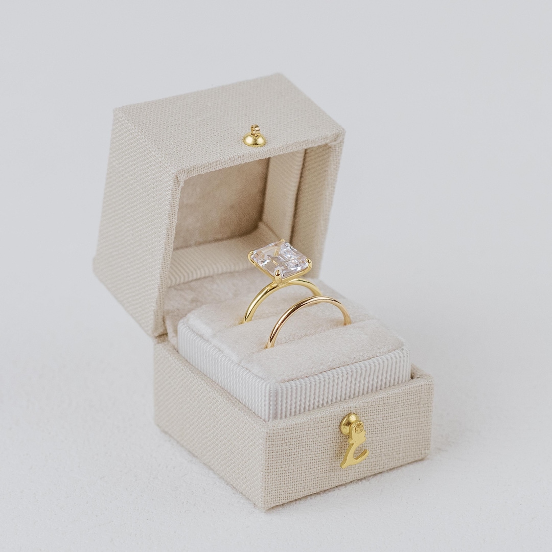 1 or 2 Slot Linen Velvet Ring Box, the Georgian Square Ring Box ...