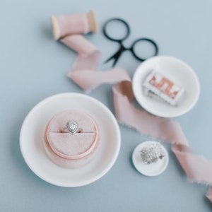 Roseate Pink Circle Velvet Ring Box, Double or Single Slot. Wedding ...
