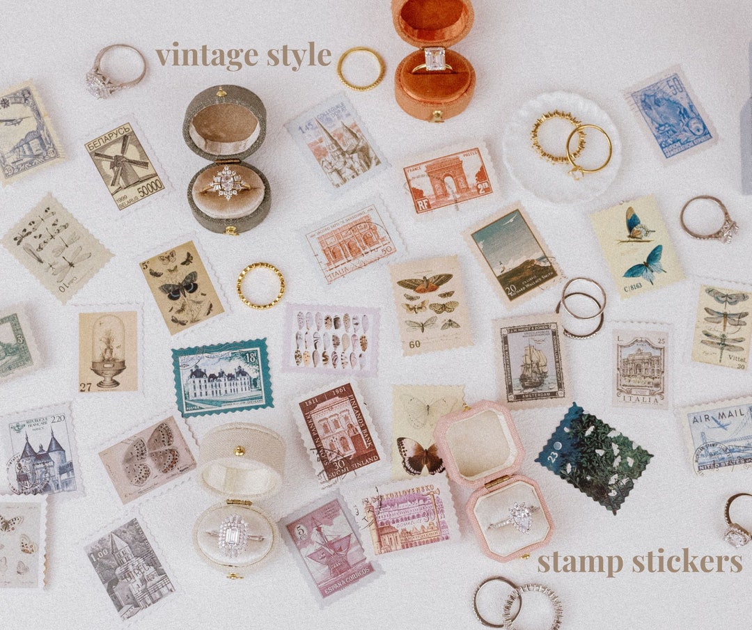 Vintage Sticker Stamps for Flat Lay Styling Kits Wedding Detail Photos ...