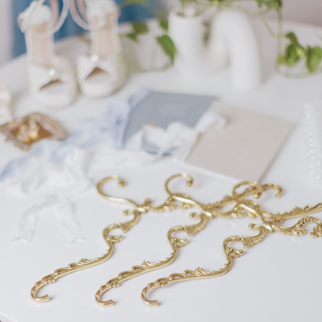 Vintage Gold Brass Hanger for Wedding Dresses, Flat Lay Styling Kit ...