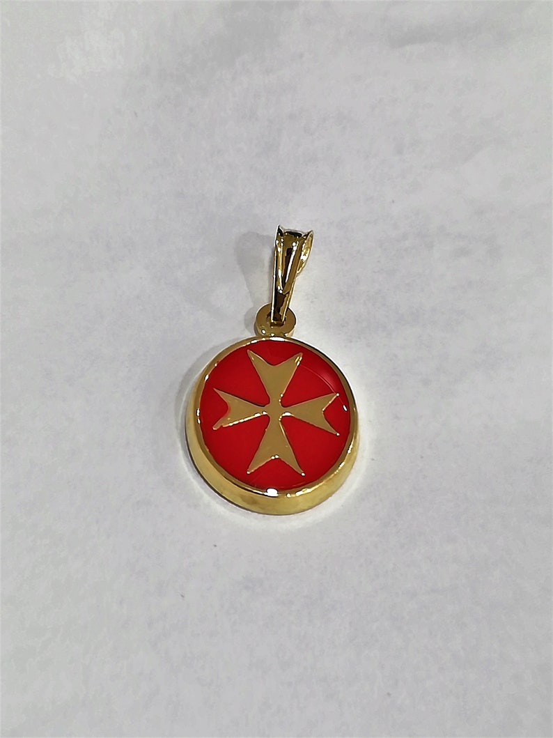 18kt 18ct Yellow Gold Malta Jewellery Maltese Cross Pendant Oval Black ...