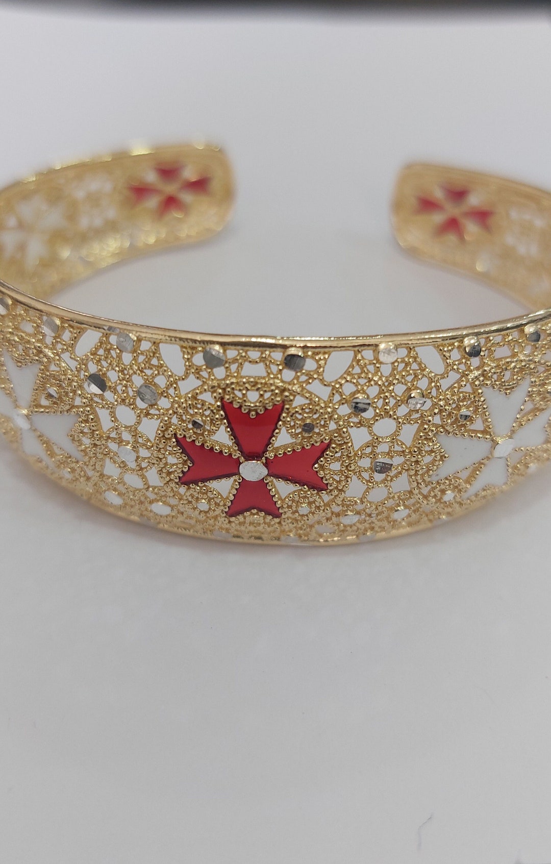 New Silver 925 Filigree Maltese Malta Cross Bangle - Etsy