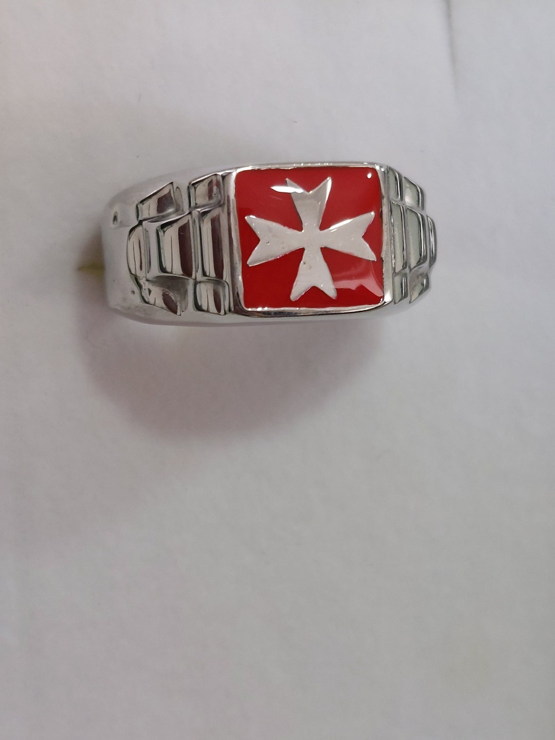 Sterling Silver Square Rolex Solid Signet Ring Maltese Cross Malta ...