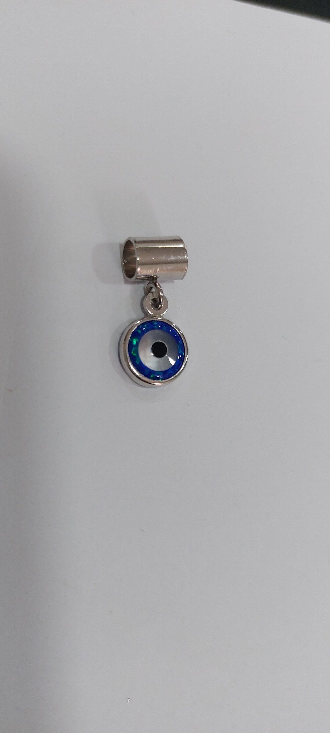 New Silver 925 Solid Maltese Malta 8mm Evil Blue Opal Eye Pendant Charm ...