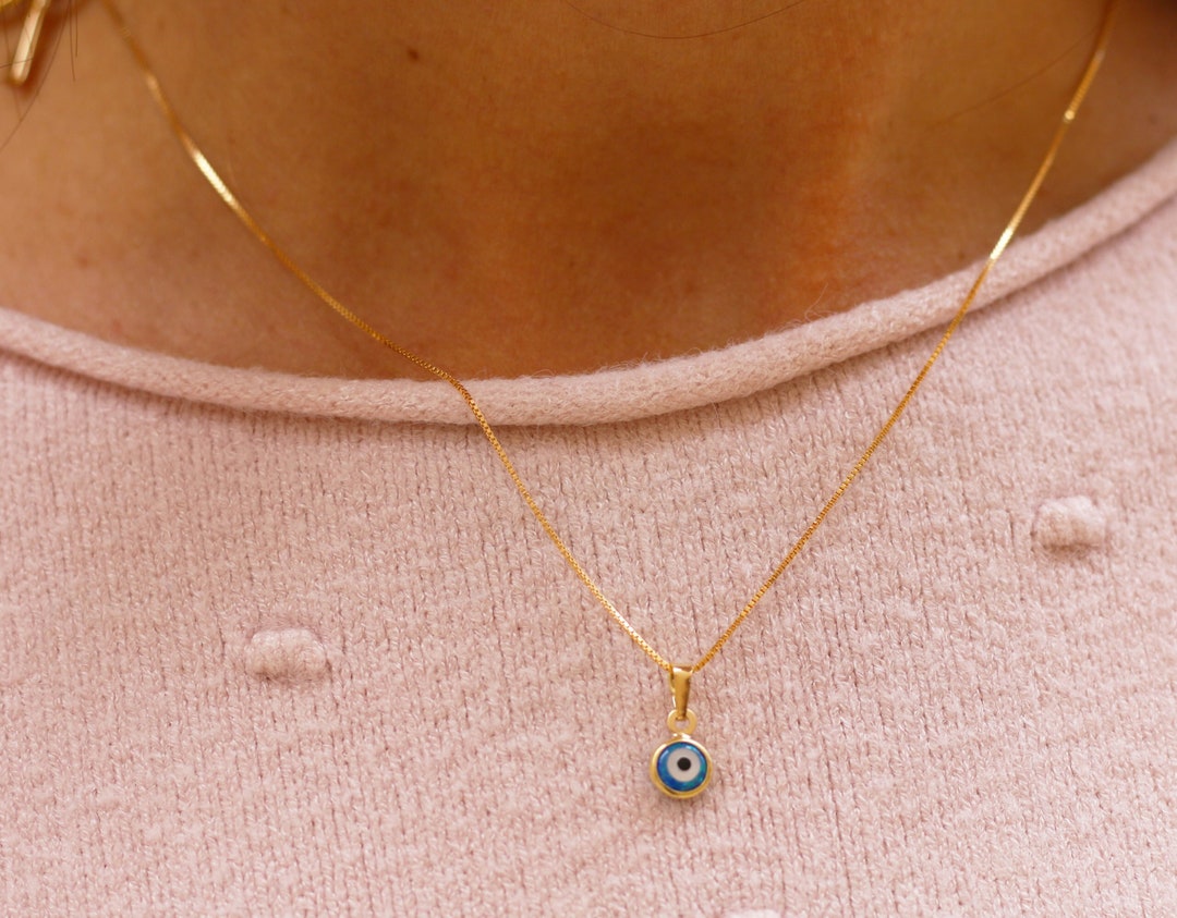 18kt 18ct Gold Evil Eye Malta Maltese Jewellery Round Pendant Blue Opal ...