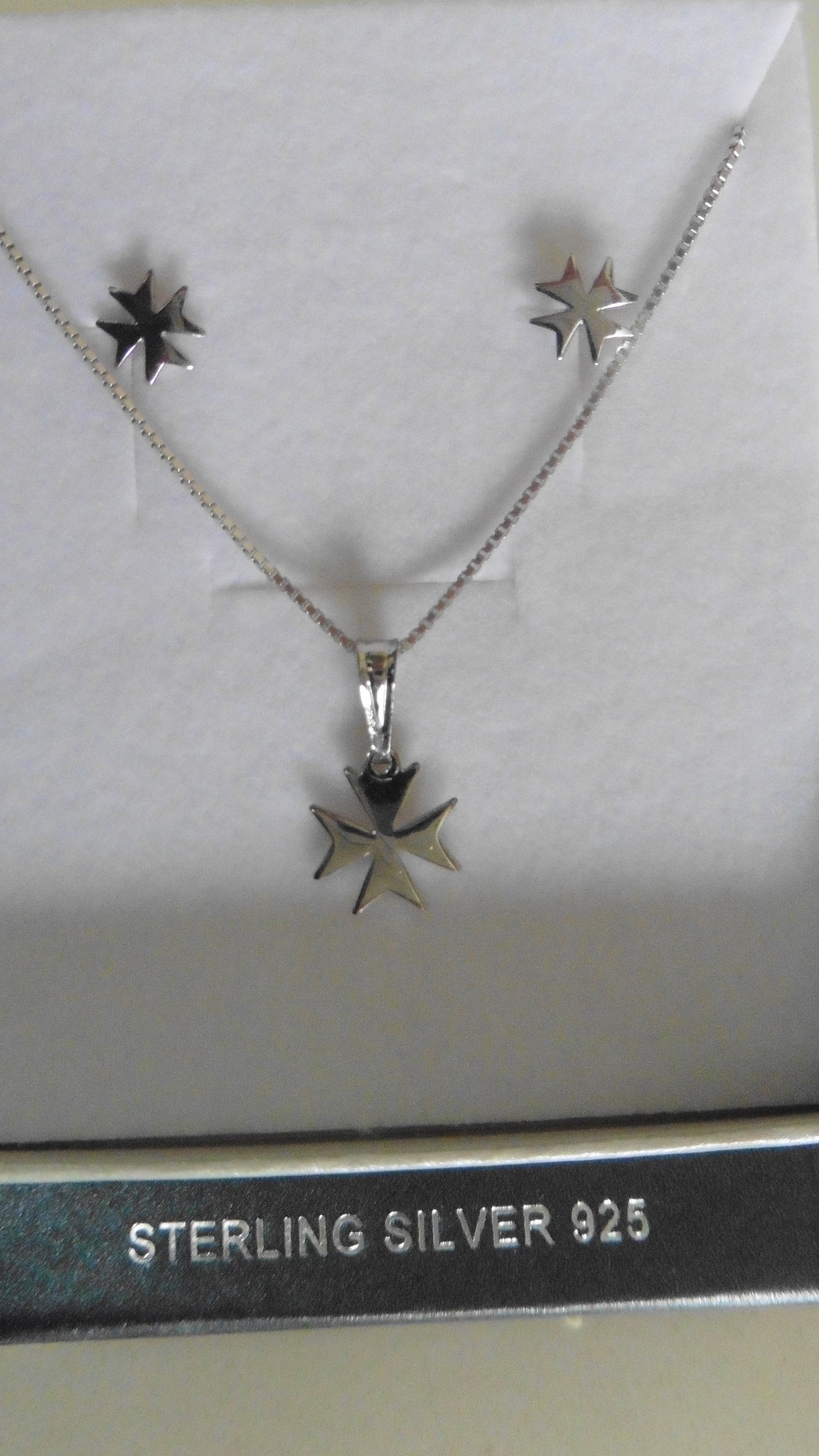 Sterling Silver 925 Knight of Malta Jewellery Maltese Cross Set Plain ...