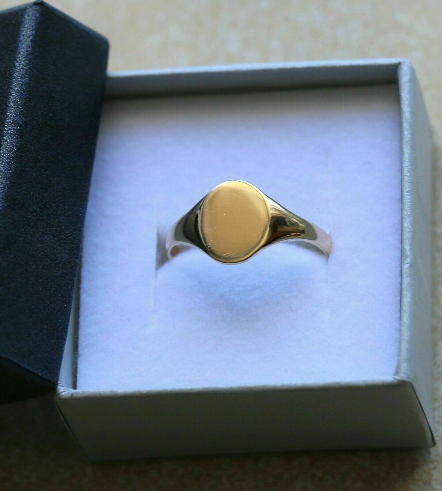 18K 18CT yellow gold signet oval small ring all sizes pinky | Etsy