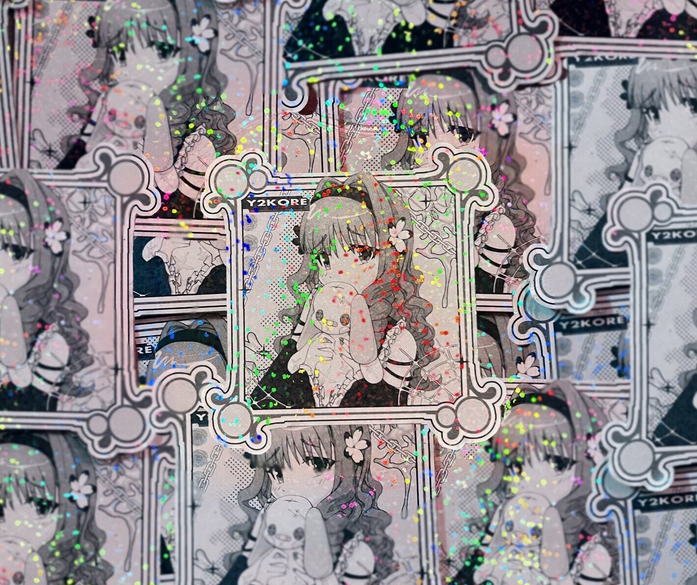 Y2K Animecore Sticker Vinyl Anime Sticker Otaku Glitter Vinyl Finish ...