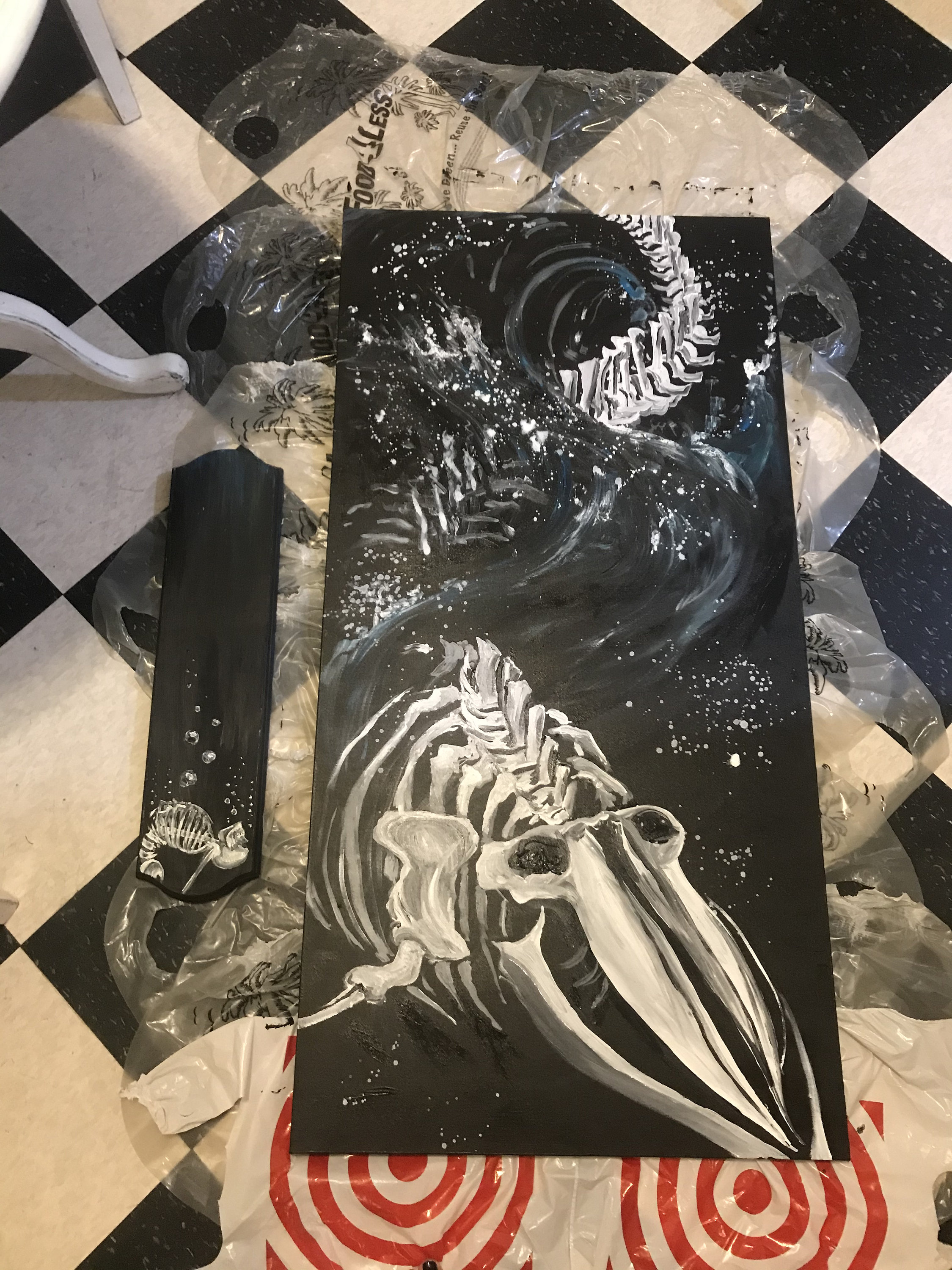 Bakekujira Print Blue Whale Skeleton Art Print Ghost Whale Painting ...