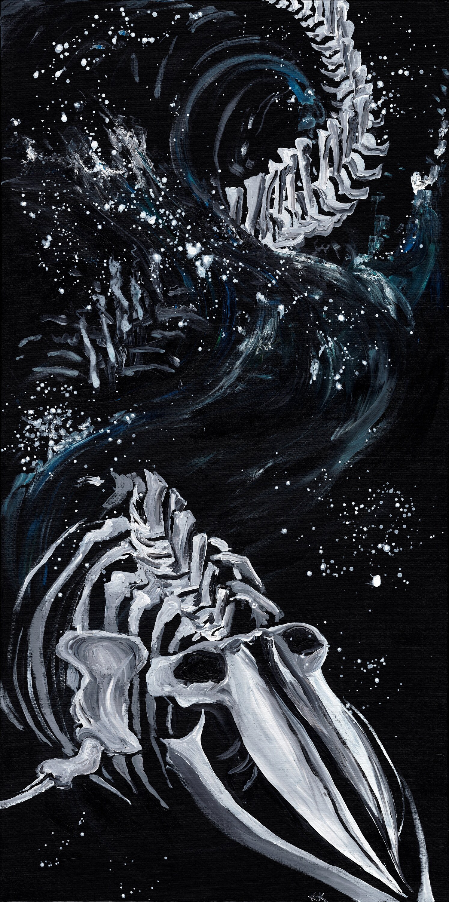 Bakekujira Print Blue Whale Skeleton Art Print Ghost Whale Painting ...