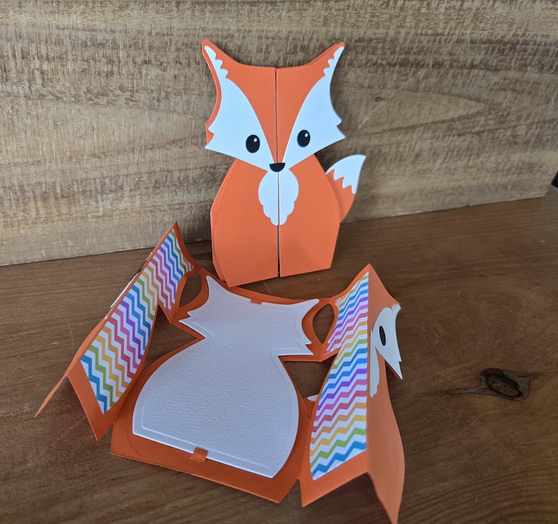 Handmade 3D Fox Card: Orange Embossed Children's Greeting - Etsy