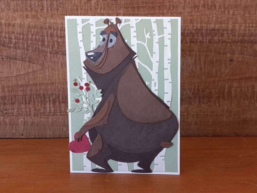 Handmade Theodore Bear Love Card: Heart & Flowers - Etsy