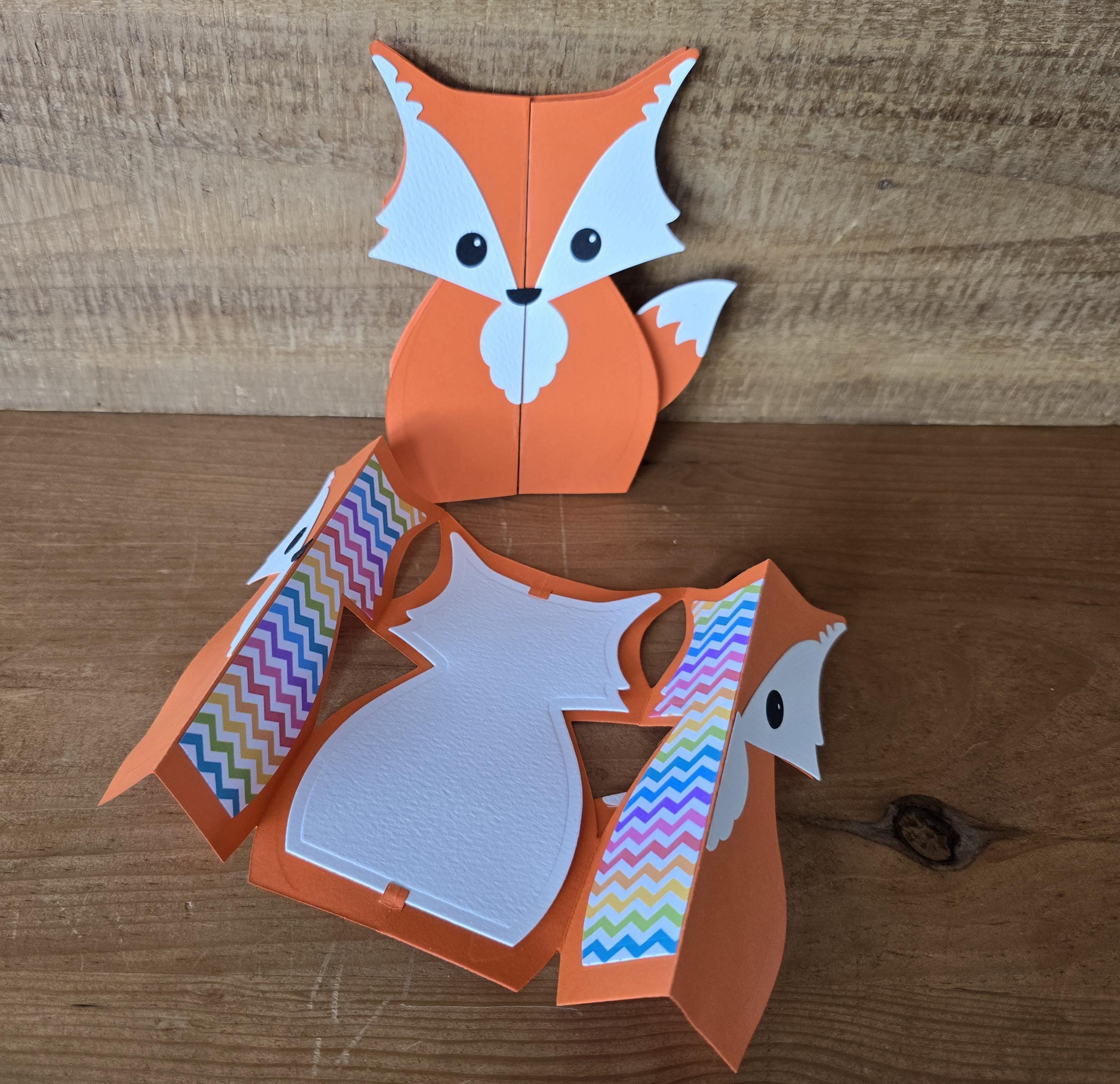 Handmade 3D Fox Card: Orange Embossed Children's Greeting - Etsy