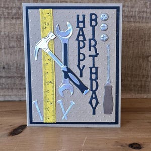 Handyman Birthday Card: Tools & Tape Measure Ribbon - Etsy