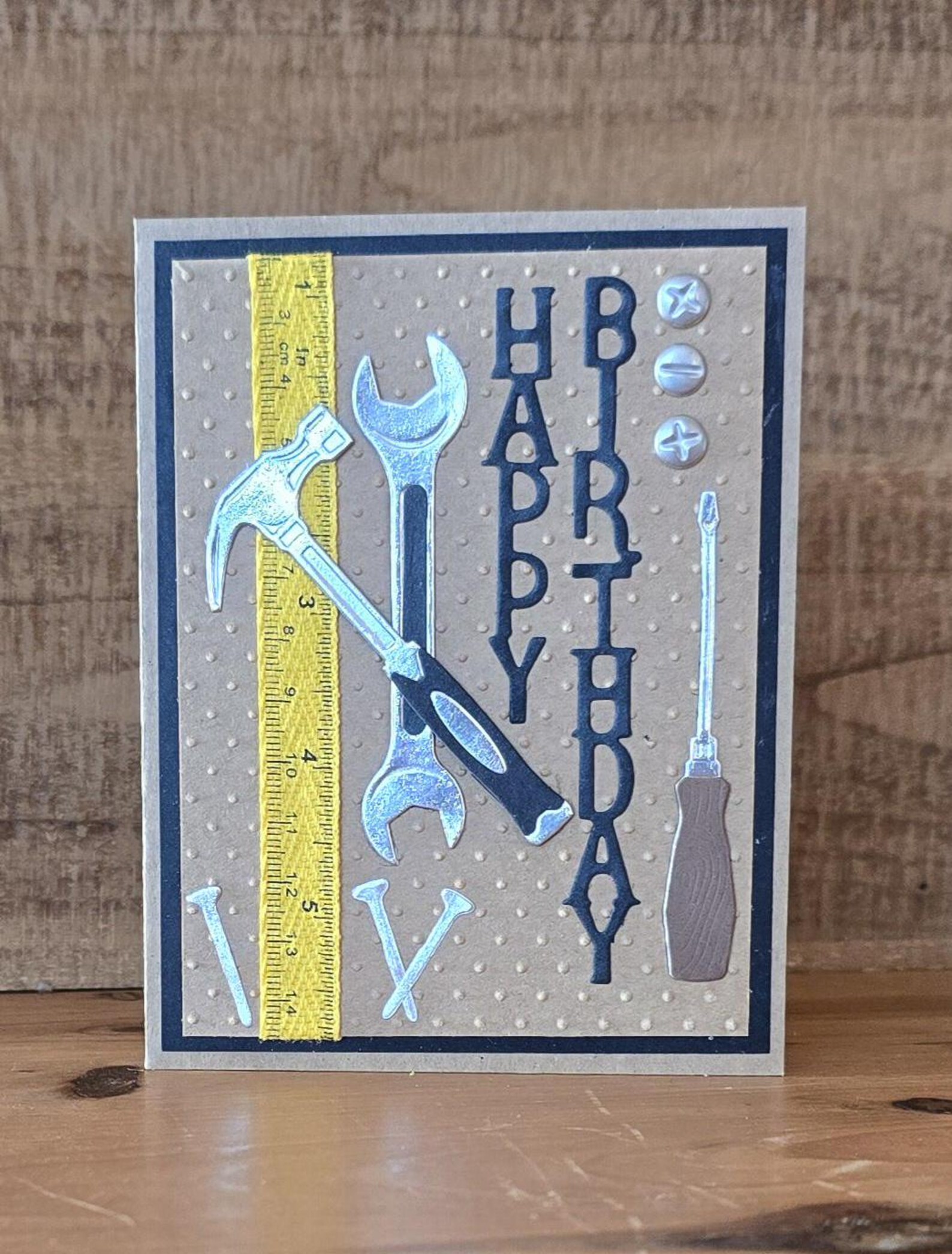 Handyman Birthday Card: Tools & Tape Measure Ribbon - Etsy