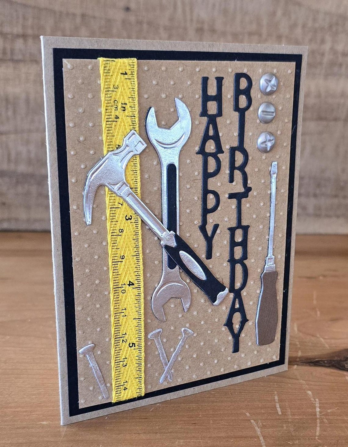 Handyman Birthday Card: Tools & Tape Measure Ribbon - Etsy