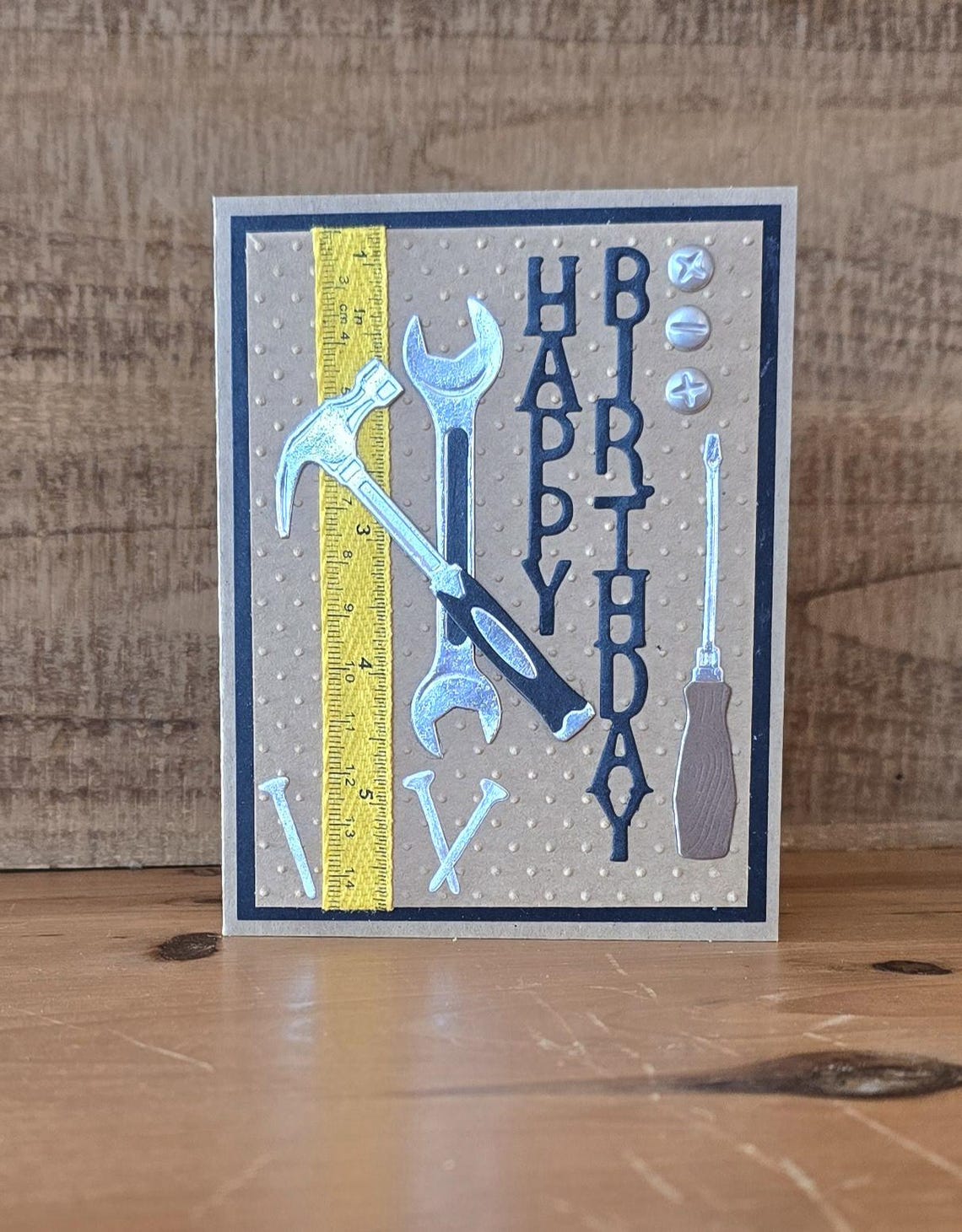 Handyman Birthday Card: Tools & Tape Measure Ribbon - Etsy