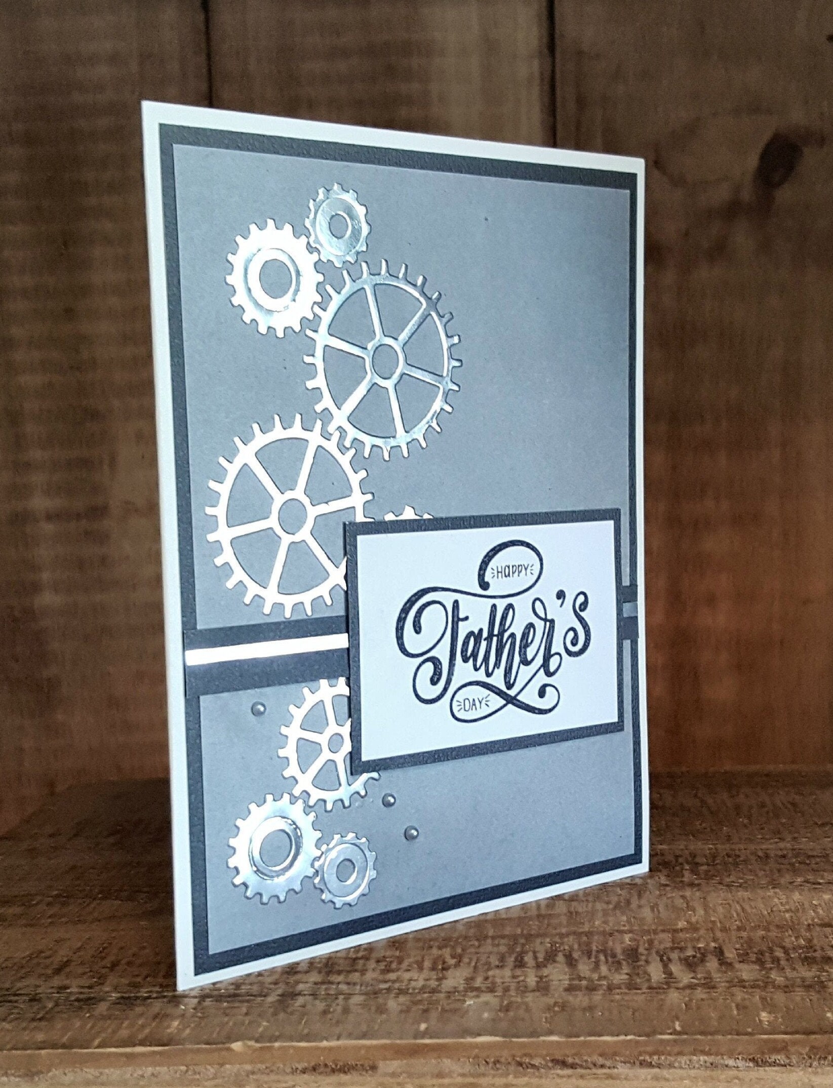 Happy Father's Day Handmade Card, Father's Day Handmade Card With Gears ...