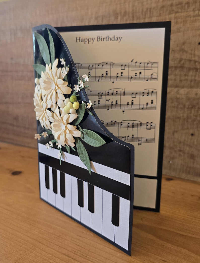 3D Piano Birthday Card With Flowers: Handmade Music Box - Etsy