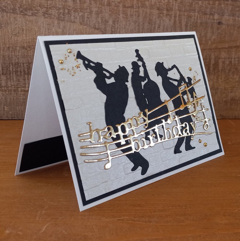 Handmade Jazz Musician Birthday Card: Gold Foil Music Score - Etsy