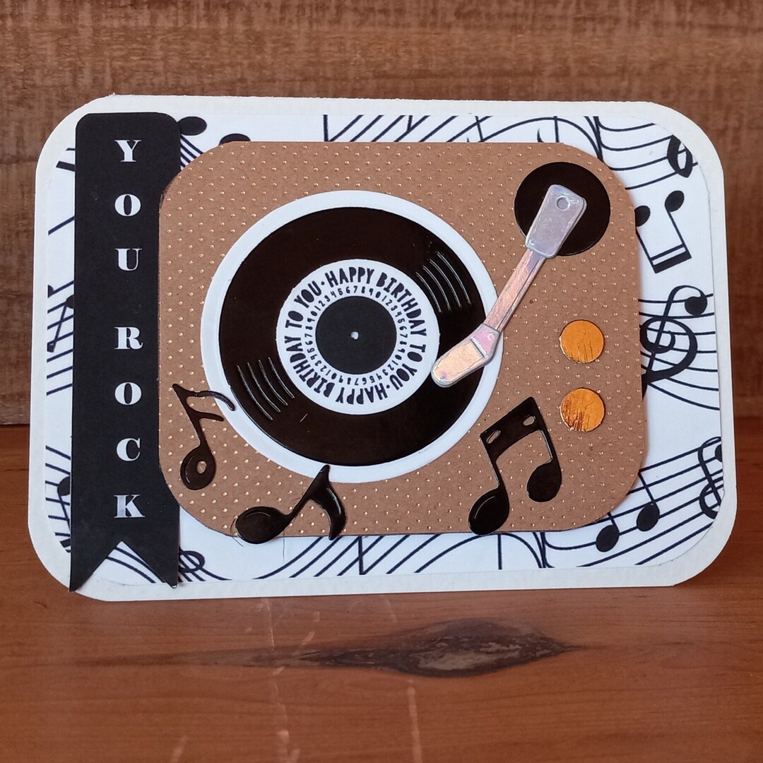 Music Lover Record Player Happy Birthday Handmade Greeting Card, You ...