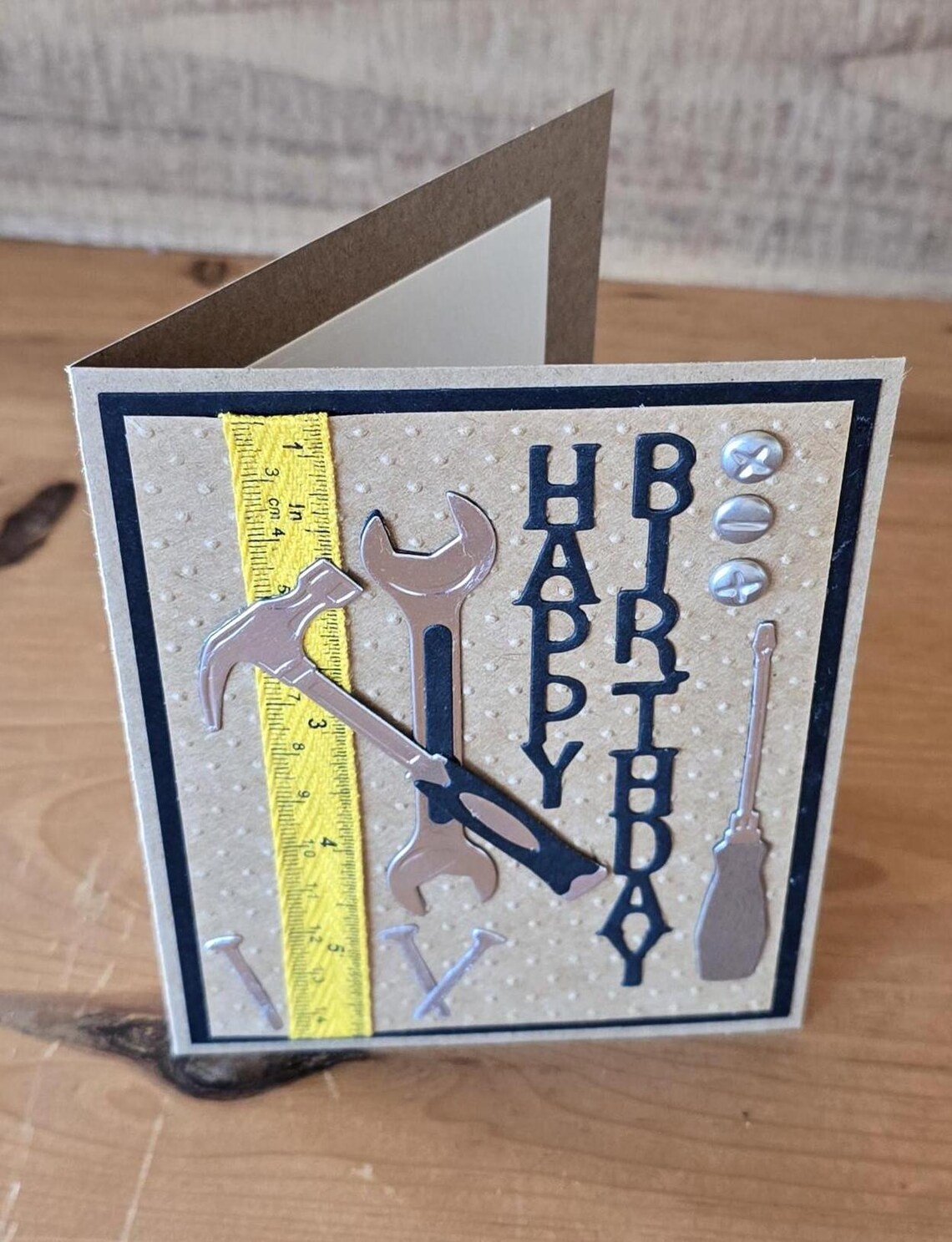 Handyman Birthday Card: Tools & Tape Measure Ribbon - Etsy