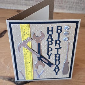 Handyman Birthday Card: Tools & Tape Measure Ribbon - Etsy