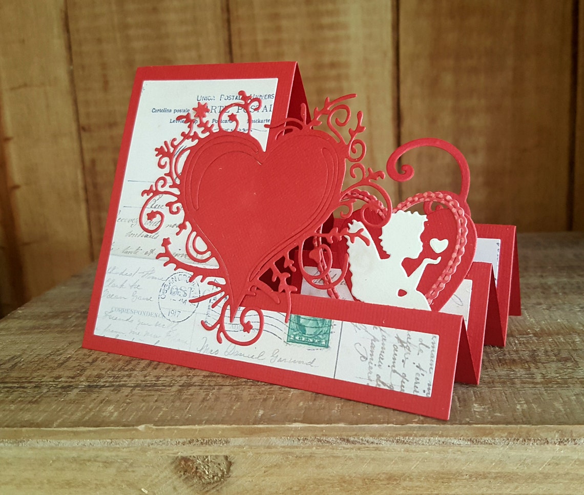Romantic Valentines Day Handmade 3D Greeting Card Frilly - Etsy