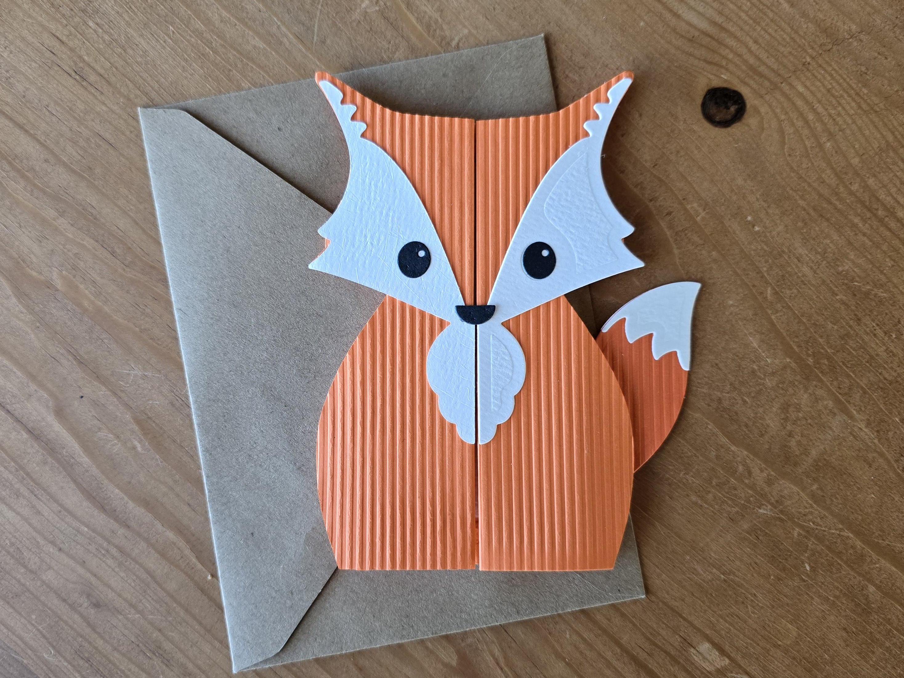 Handmade 3D Fox Card: Orange Embossed Children's Greeting - Etsy