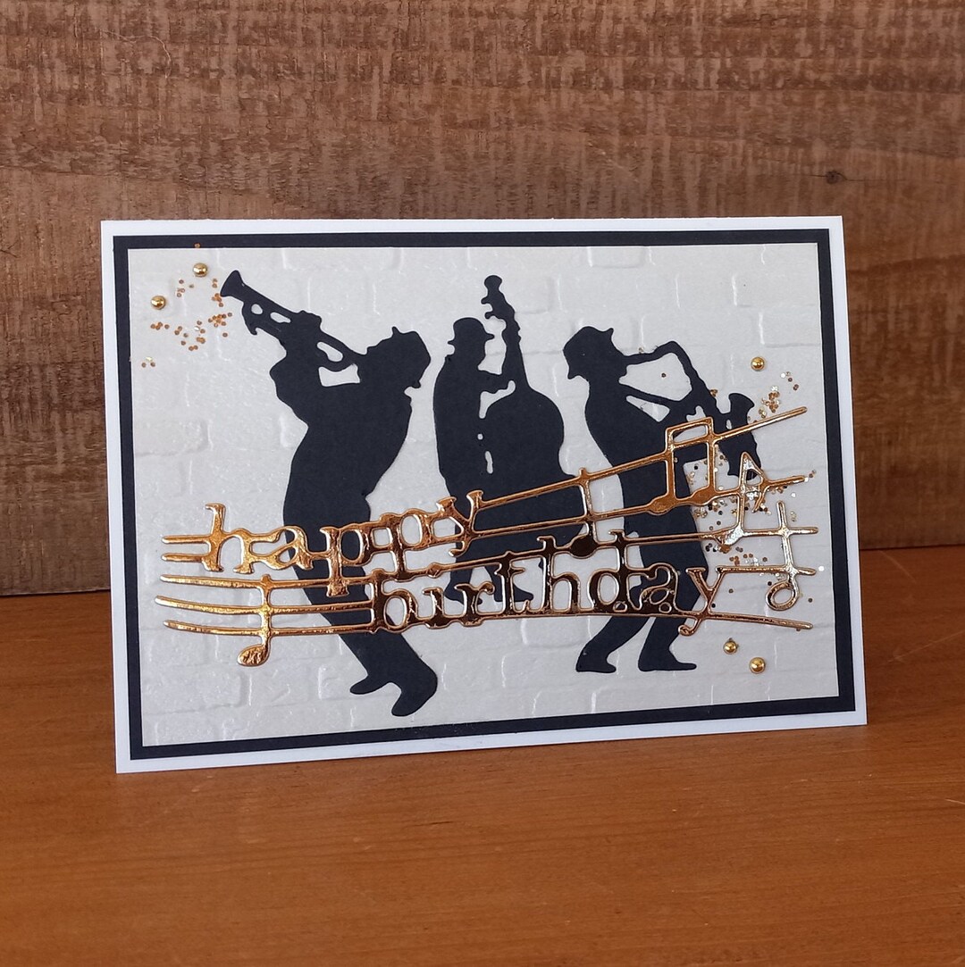 Handmade Jazz Musician Birthday Card: Gold Foil Music Score - Etsy