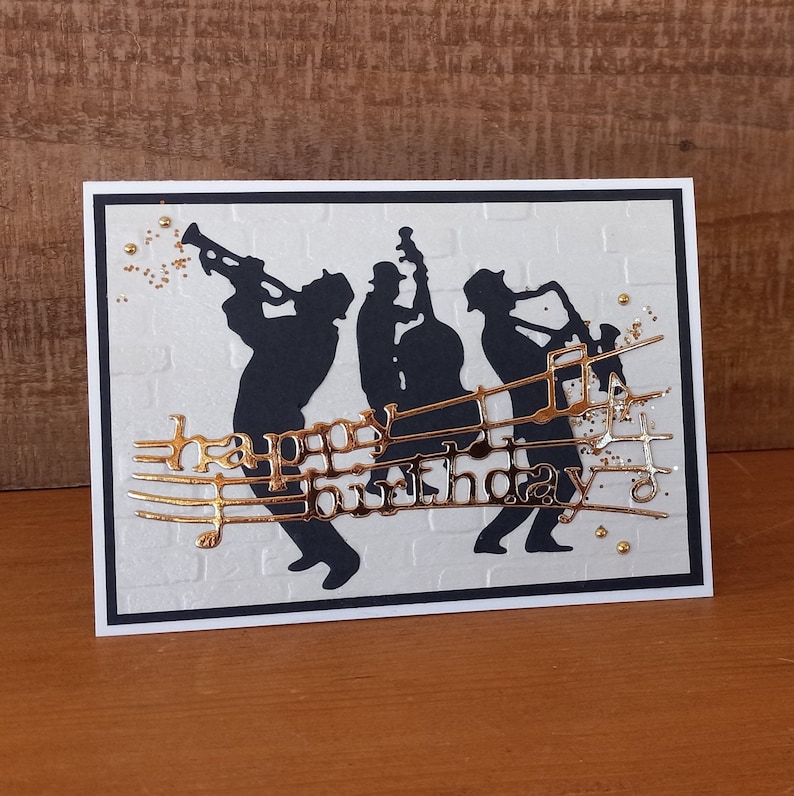 Handmade Jazz Musician Birthday Card: Gold Foil Music Score - Etsy