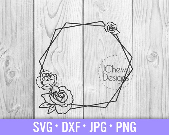 Rose Hexagon Monogram Border SVG Monogram Frame Svg Floral | Etsy