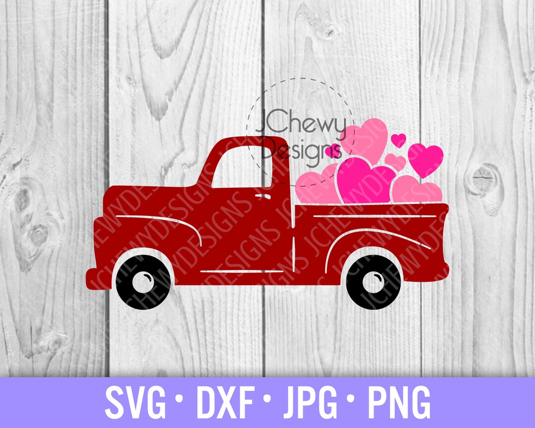 Valentine's Day Truck SVG - Hearts Truck Svg - Valentine Svg - Love ...