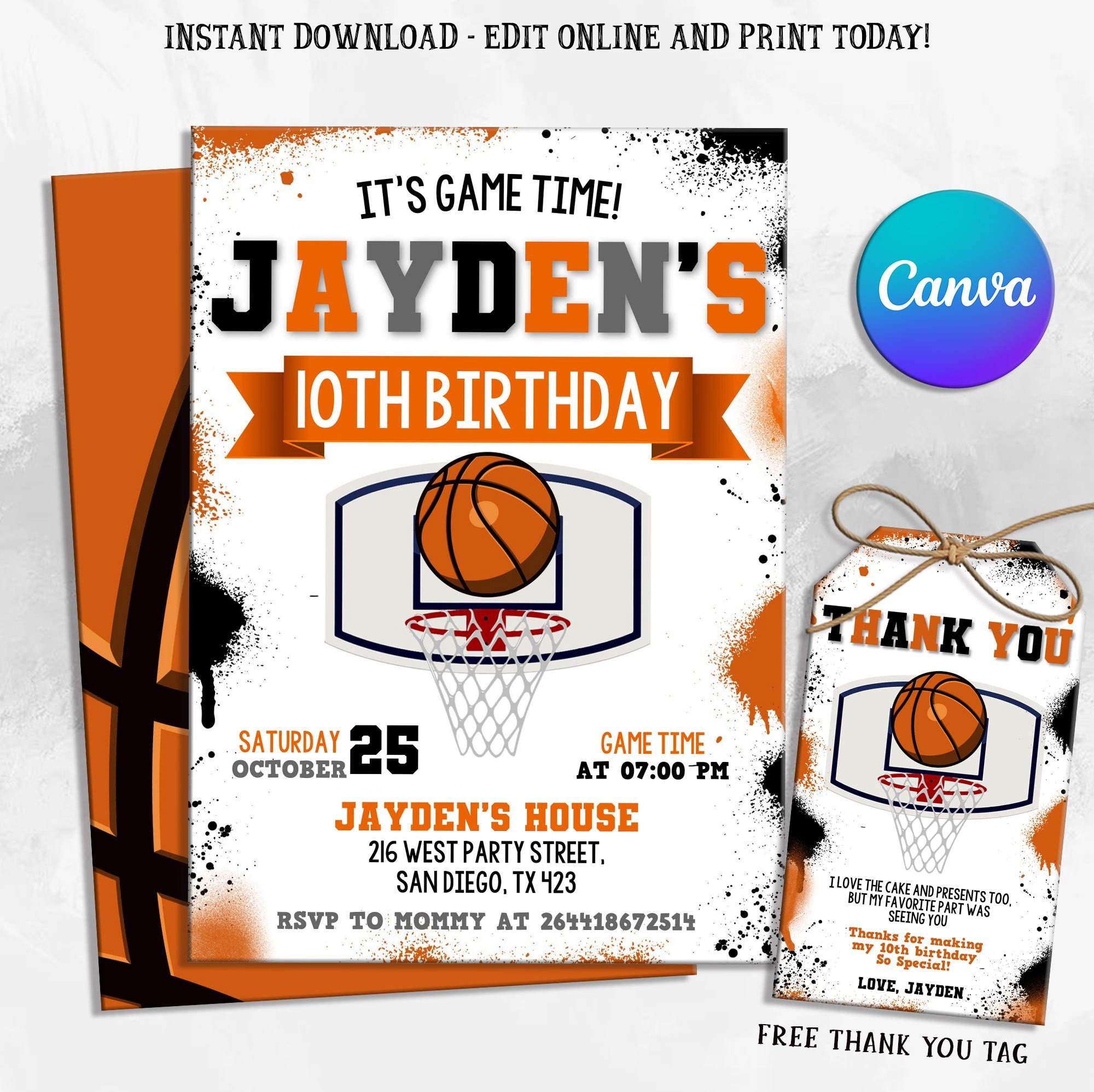 Basketball Invitation, Basketball Birthday Invitation, Basketball Party ...