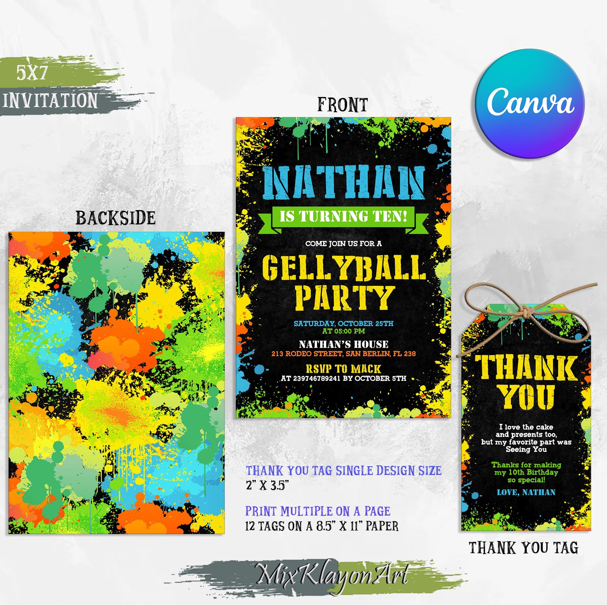 Gellyball Birthday Party Invitation, Gelly Ball Birthday Party ...