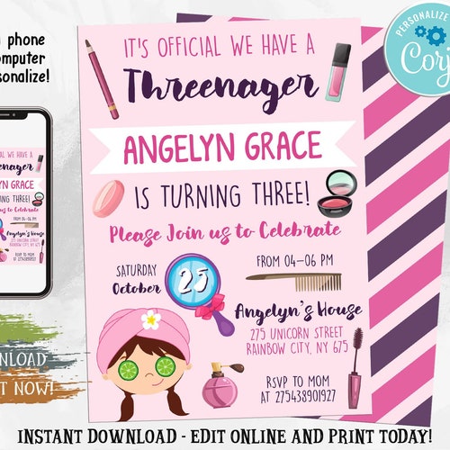 Threenager Invitation Threenager Birthday Invitation 3rd - Etsy