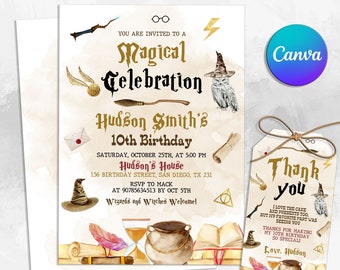 Wizard Birthday Invitation, Printable Wizard Party Invite, Witches ...
